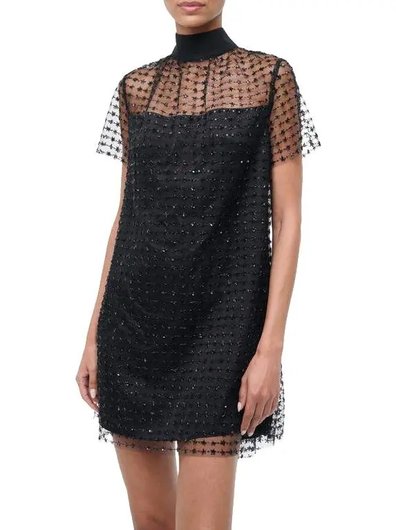 Staud Ilana Beaded Tulle Minidress - Stardust Onyx