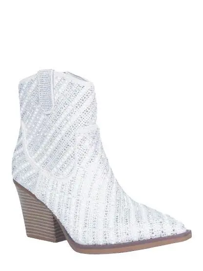 LAUREN LORRAINE Jenny Rhinestone Booties - Silver