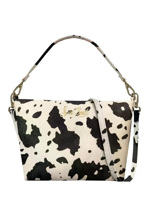 MC2 SAINT BARTH Cow Print Logo Shoulder Bag - White