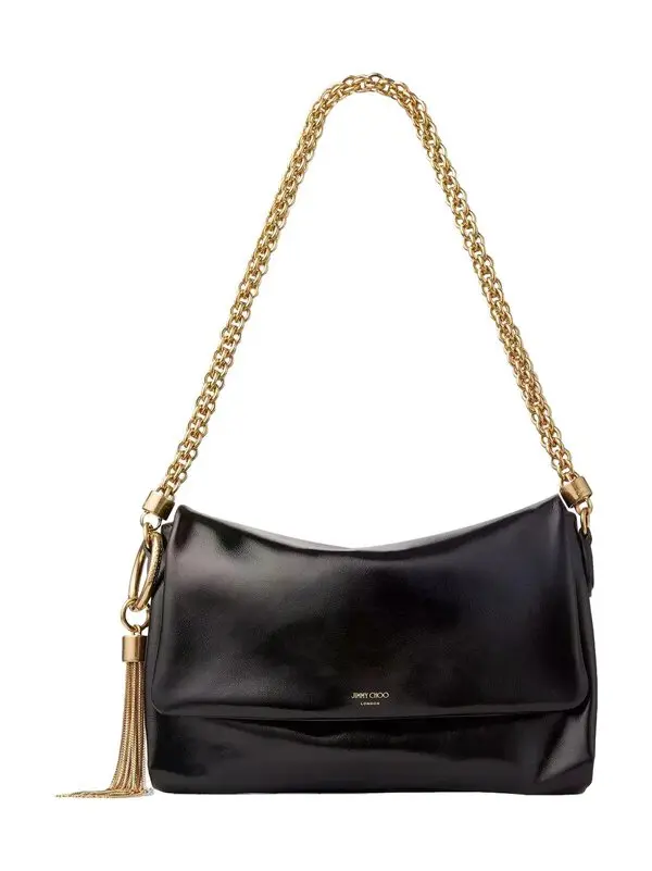 JIMMY CHOO Callie Flap Shoulder Bag - Black