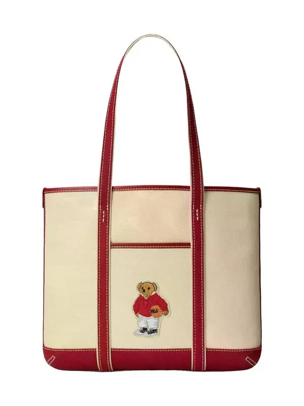 Polo Ralph Lauren Bear-embroidered Canvas Tote Bag - Neutrals