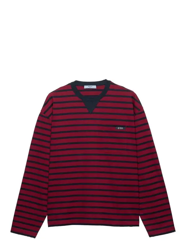 Prada Long-sleeved Striped Jersey T-shirt - Red