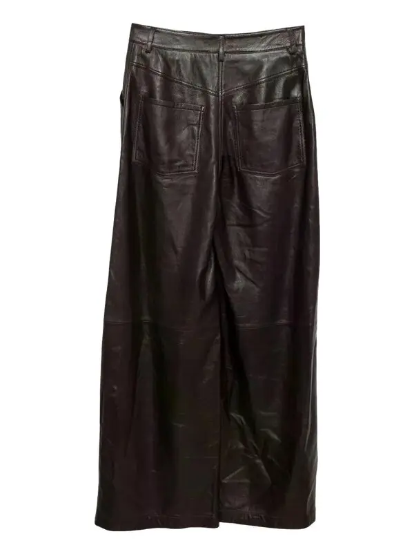 YVES SALOMON Lamb Leather Straight-leg Trousers - Brown