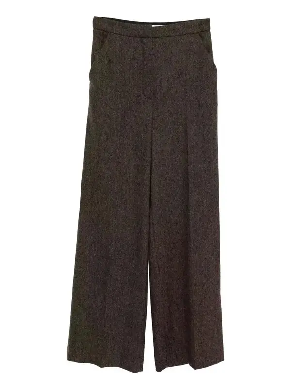 YVES SALOMON Flannel Tailored Trousers - Brown