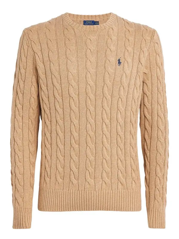 Ralph Lauren Cotton Cable-knit Logo Sweater - Brown