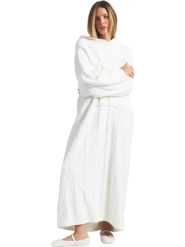 SKIMS Cozy Light Oversized Cableknit Long Dress - Ivory
