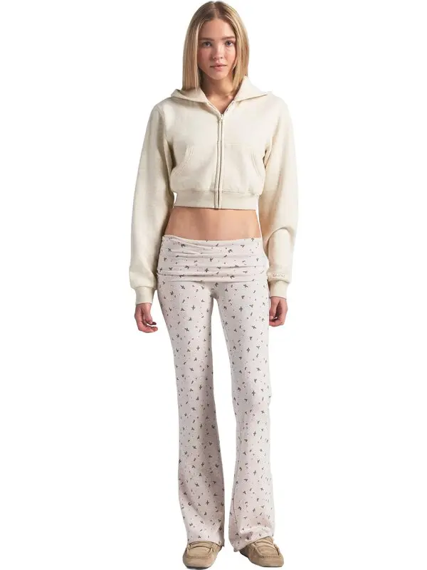 SKIMS Cotton Jersey Foldover Waistband Pants - Oatmeal Holly Print