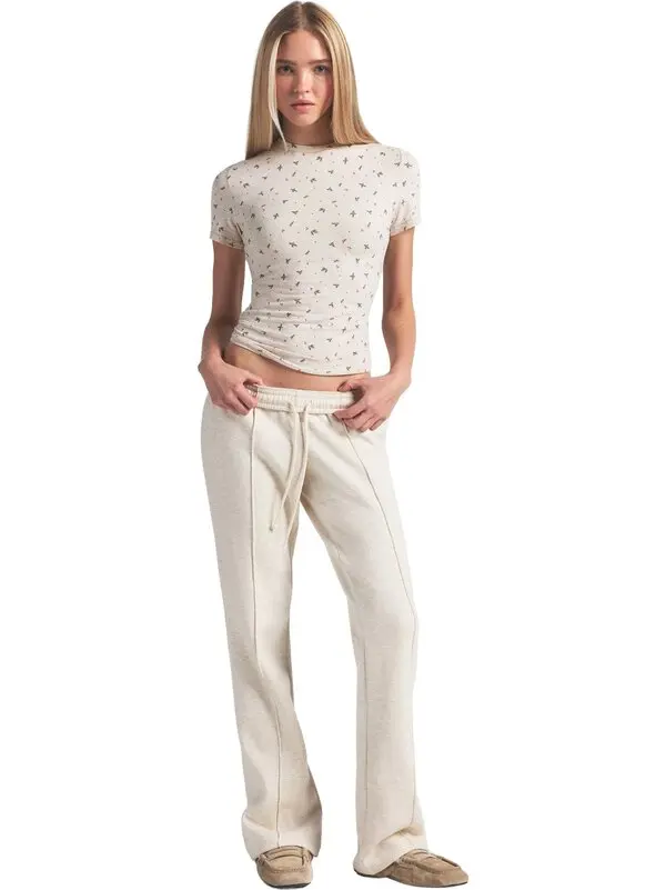 SKIMS Cotton Jersey T-shirt With - Oatmeal Holly Print