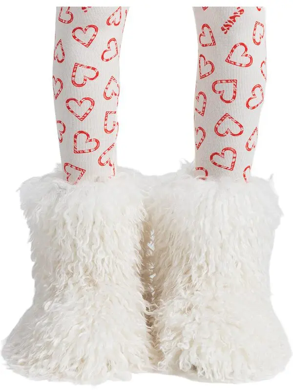 SKIMS Faux Fur Shaggy Boots - Marble