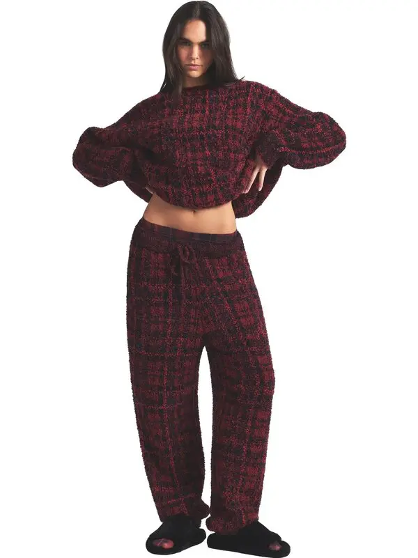 SKIMS Cozy Oversized Jogger - Merlot Navy Plaid
