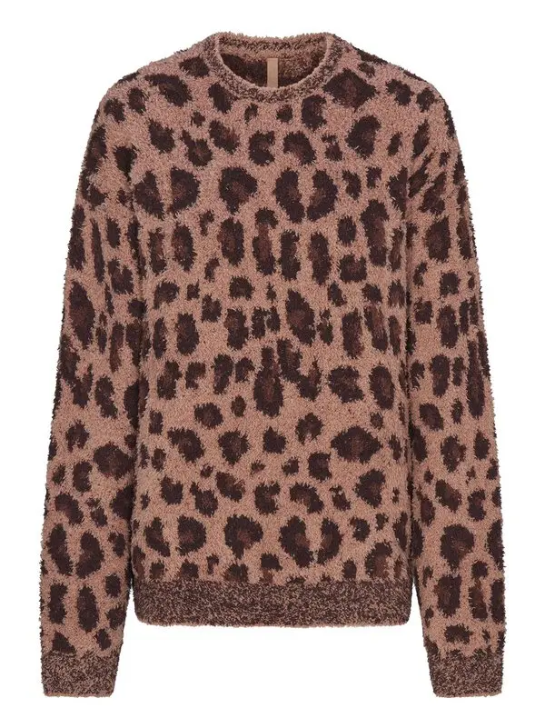 SKIMS Oversized Crewneck Pullover - Sienna Leopard Print