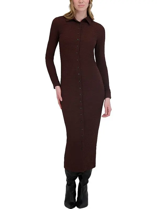 POINT Textured Knit Dress - Chocolate