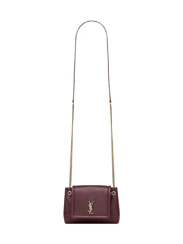 Saint Laurent Mini Nolita Handbag In Lambskin - Hot Wine