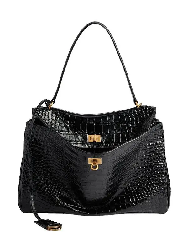 Balenciaga Rodeo Medium Handbag - Black Croc