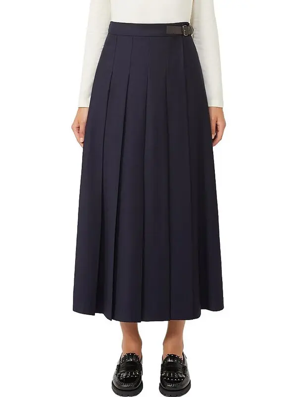 Max Mara Fastoso Wool Blend Flannel Wrap Skirt - Navy