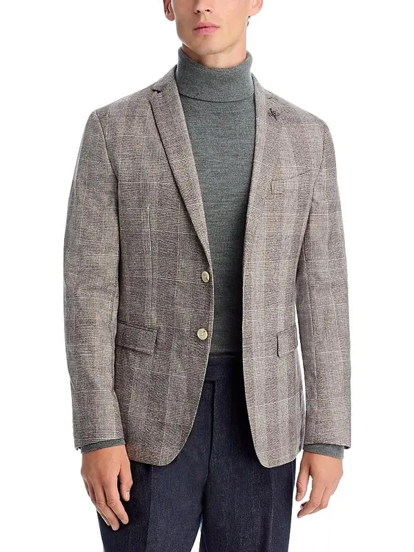 John Varvatos Varick Slim Fit Jersey Plaid Sport Coat - Brown