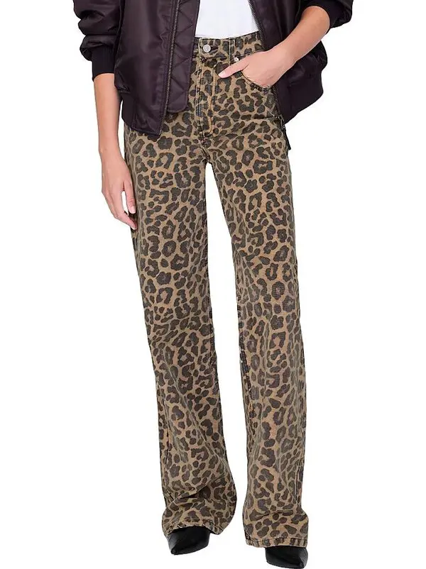 ANINE BING Hugh High-rise Print Jeans - Leopard