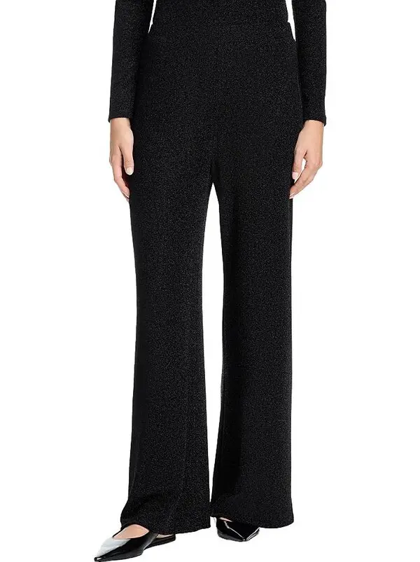 Aqua Shimmer Knit Wide Leg Pants Exclusive - Black