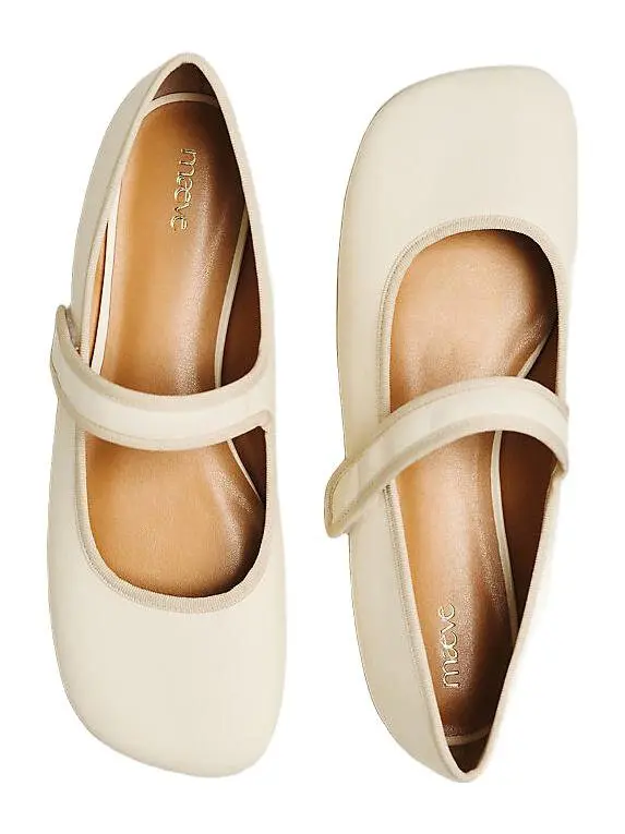 Maeve Square-toe Mary Jane Flats - Cream