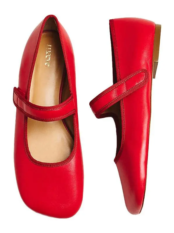 Maeve Square-toe Mary Jane Flats - Red