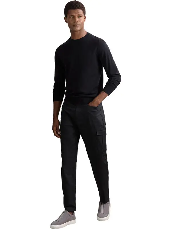 REISS Robinson Cotton-lyocell Cargo Trousers - Navy