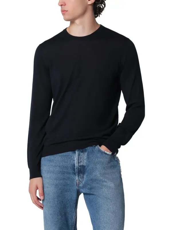 DRUMOHR Navy Wool Crew-neck Sweater - Blue