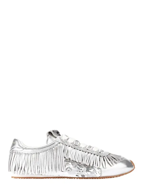 Kurt Geiger Leather Fringe Islington Sneakers - Silver
