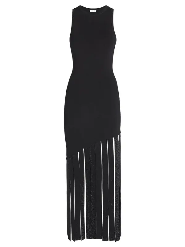 Sandro Fringed Maxi Dress - Black