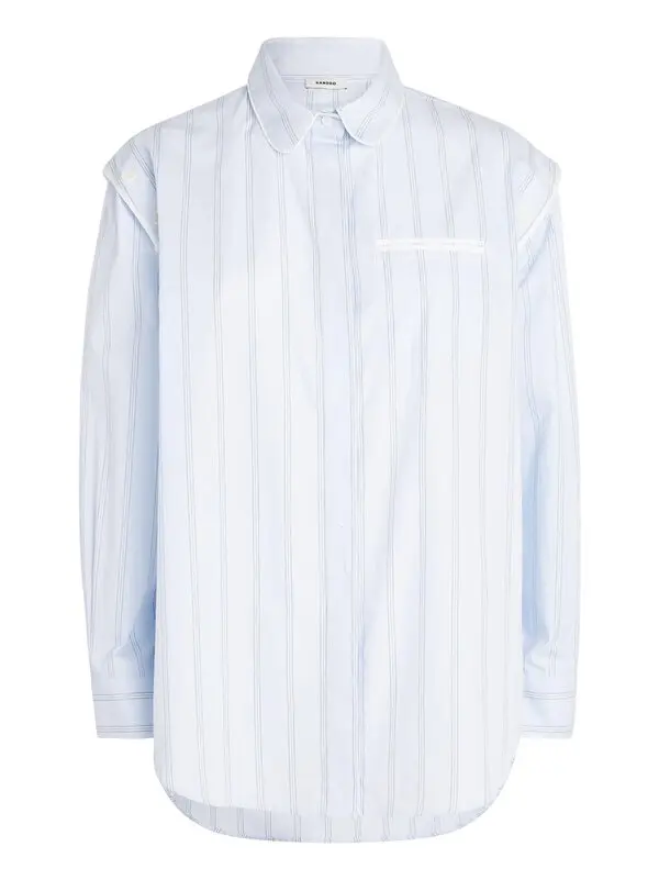 Sandro Cotton Buttoned-shoulder Shirt - Blue