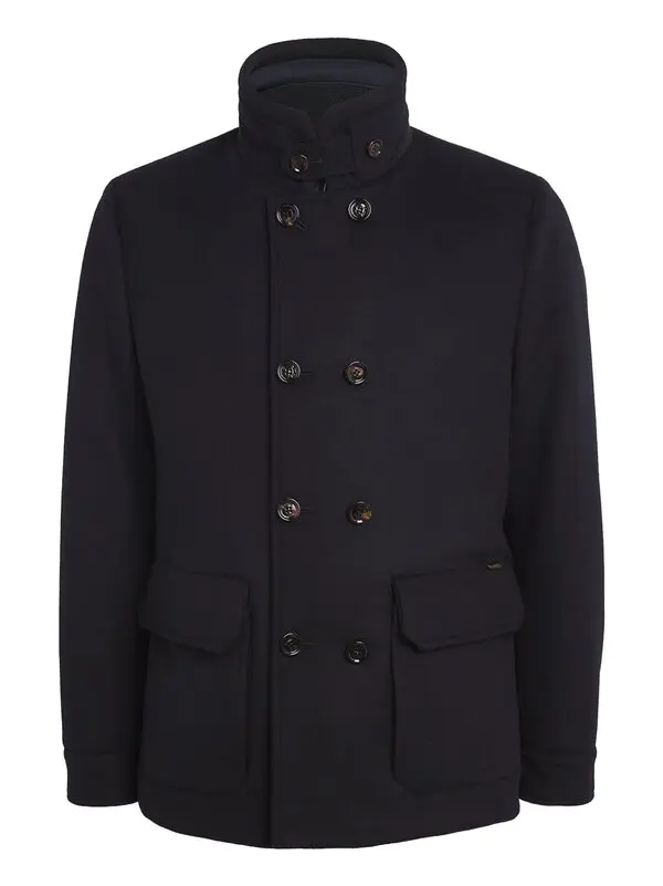 MOORER Double-breasted Pea Coat - Navy