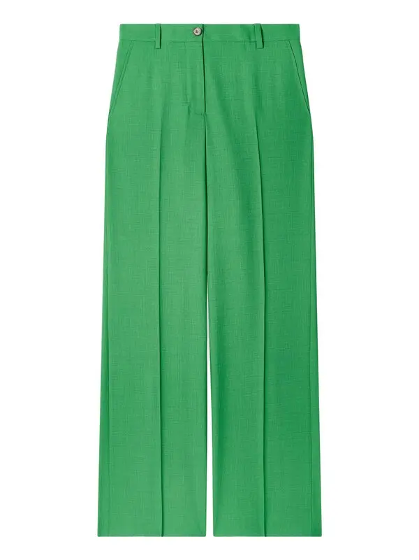 Paul Smith Wool-blend Wide-leg Trousers - Green