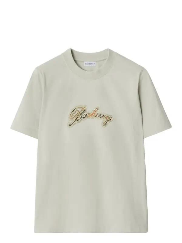 Burberry Check Cursive Logo Cotton T-shirt - Seafoam Green
