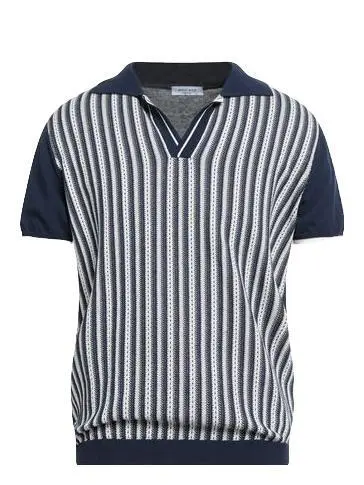 WOOL & CO Intarsia-knit Striped Cotton Sweater - Navy