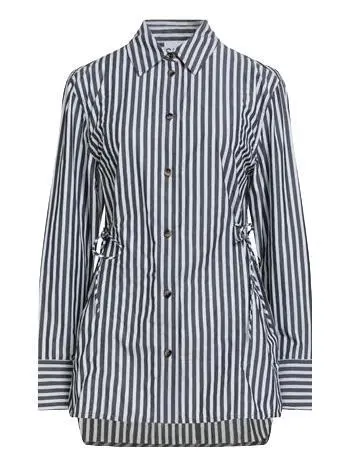GANNI Striped Poplin Shirt - Grey