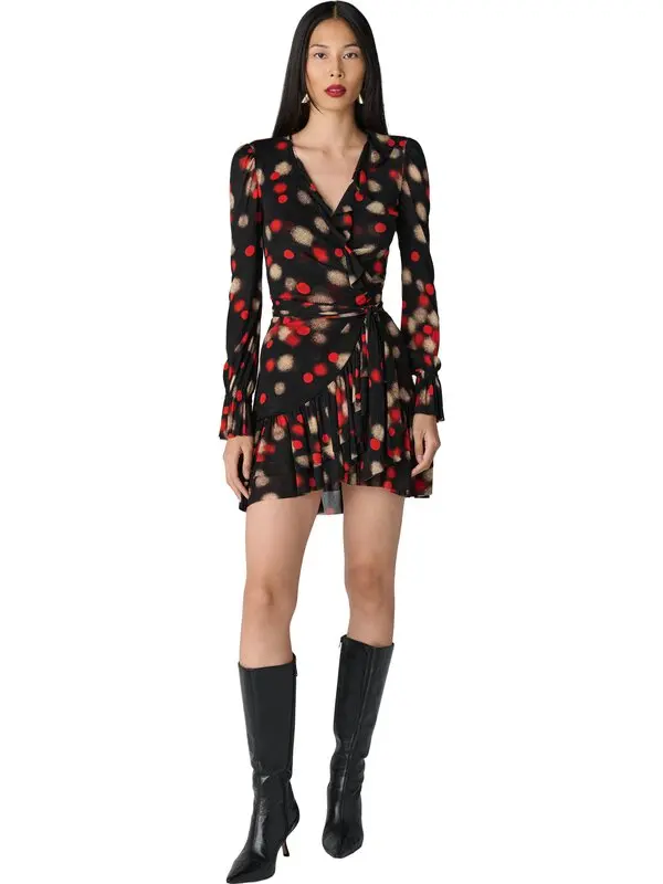 Diane Von Furstenberg Noelle Mini Dress - Ship Lights Black