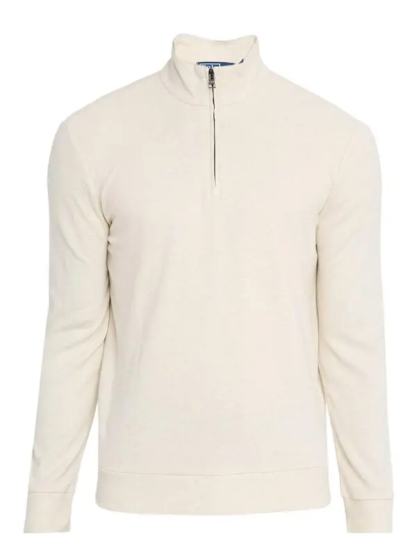 Ralph Lauren Textured Double-knit Quarter-zip Pullover - Chalk Heat