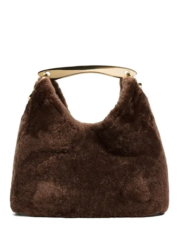 ELLEME Small Boomerang Shearling Bag - Brownie