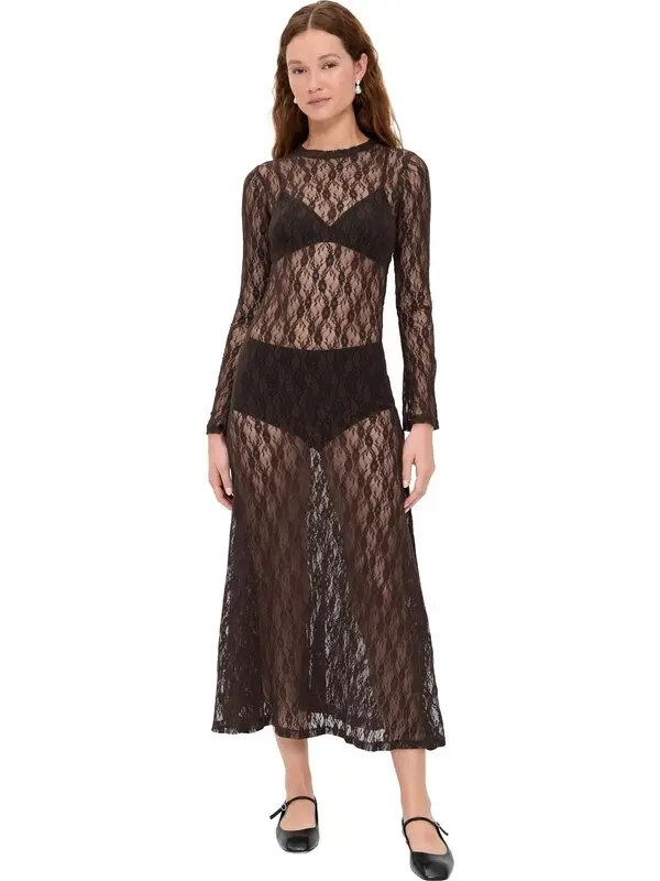 LE BOP Hattie Lace Maxi Dress - Brown