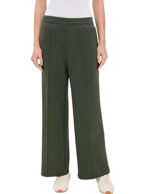 Varley Wide-leg Pintuck Trousers - Olive Marl