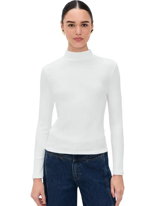 Veronica Beard Nate Ribbed Knit Top - White