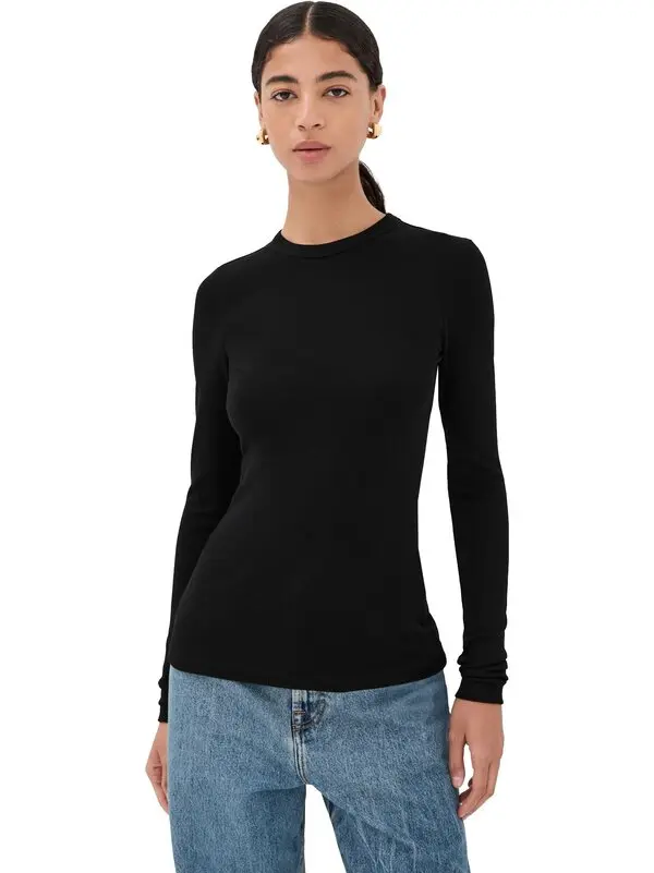 RÓHE Fine Merino Long Sleeve Top - Black