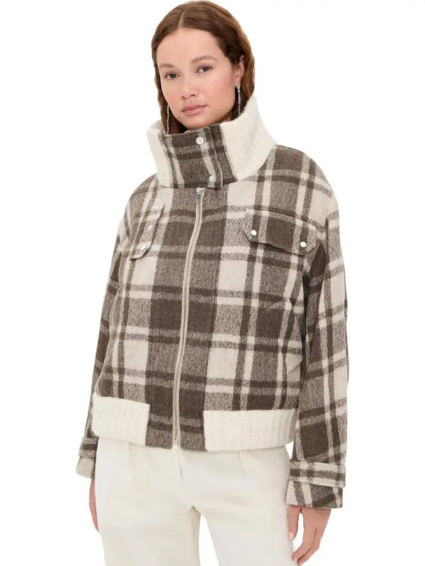 IRO PARIS Fabricia Plaid Wool Jacket - Ecru/brown