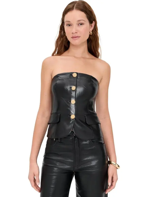 Alice + Olivia Madison Vegan Strapless Blazer Bustier Top - Black