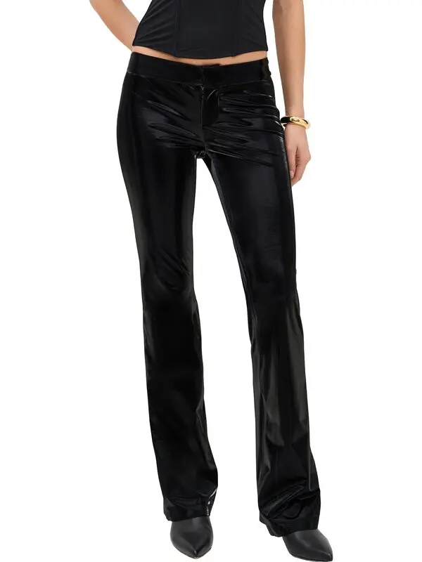 Alice + Olivia Bella Vegan Skinny Bootcut Pants - Black