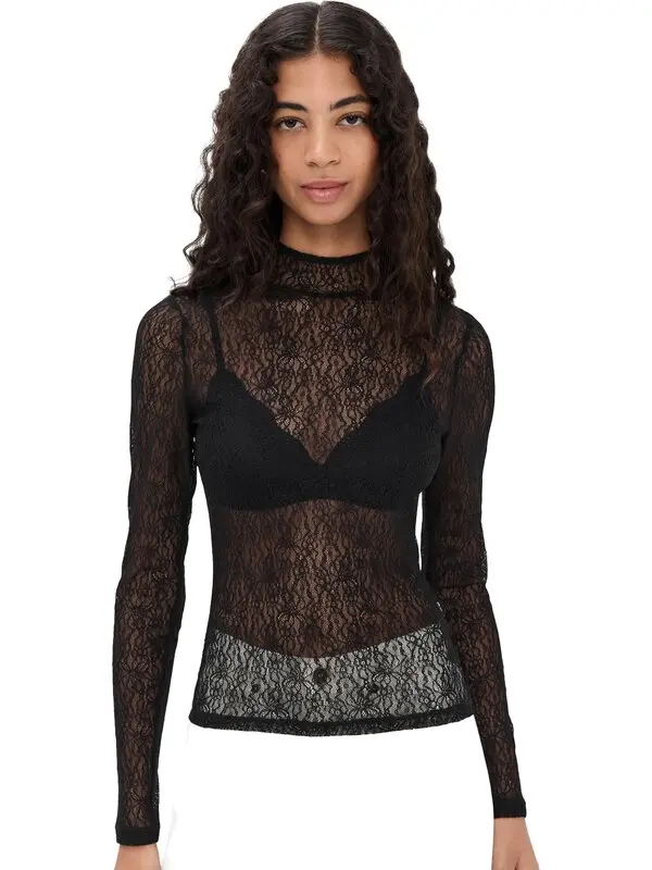 Veronica Beard Nate Lace Top - Black