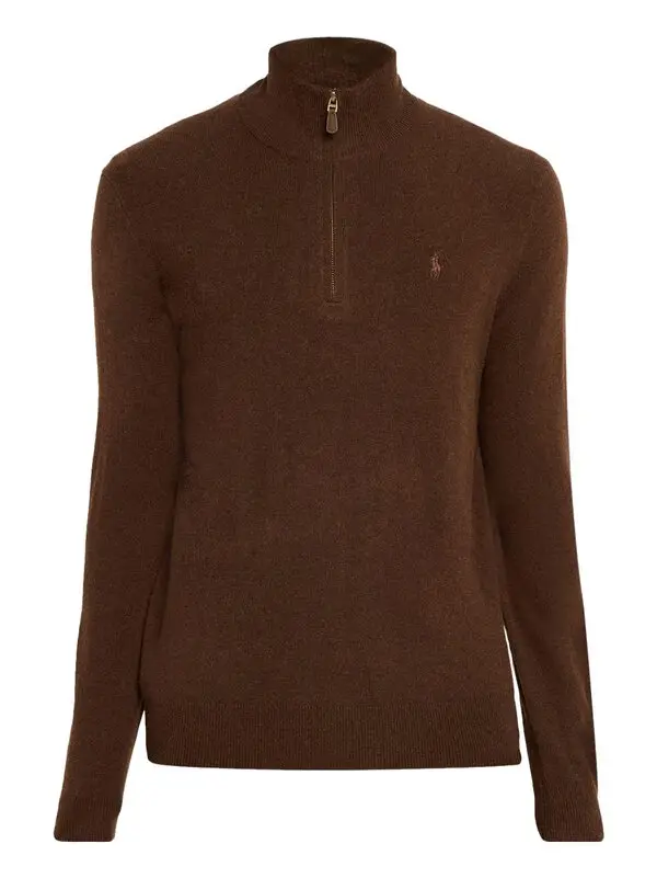 Ralph Lauren Wool Quarter-zip Sweater - Cacao Brow