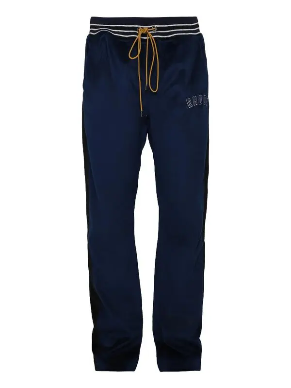 Rhude Velour Track Pant Navy And Black - Blue