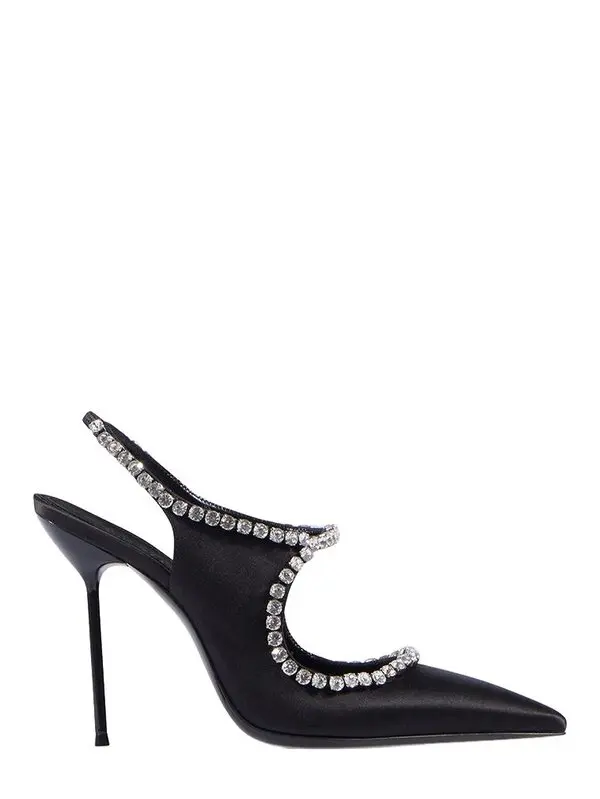 Paris Texas Lidia Crystal Slingbacks - Black