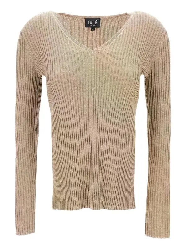 IRIE' V-neck Ribbed-knit Jumper - Neutrals