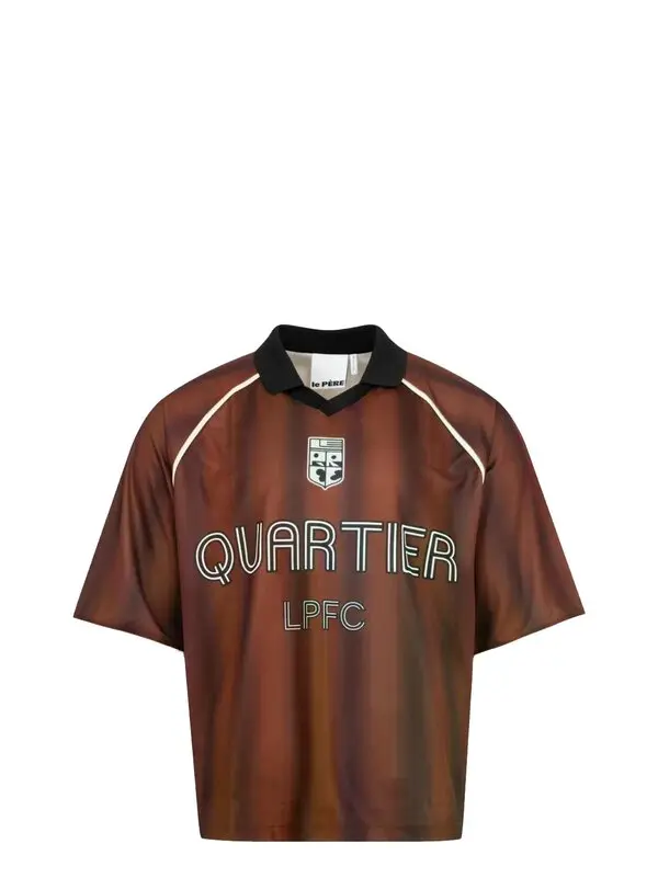 LE PERE Logo-detail Collared Jersey - Brown